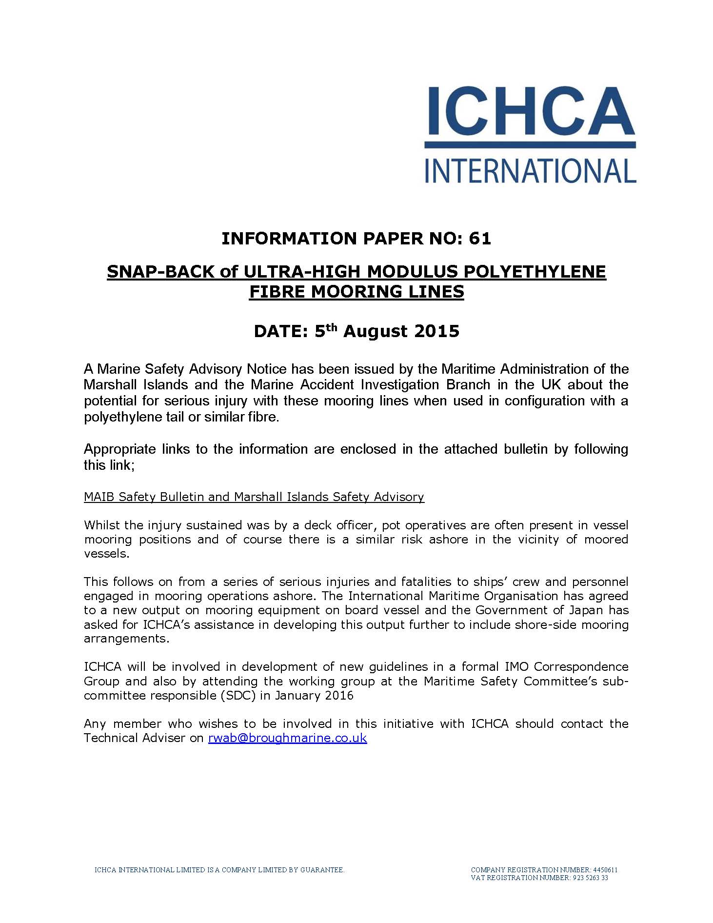 Information Paper 61 - ICHCA International