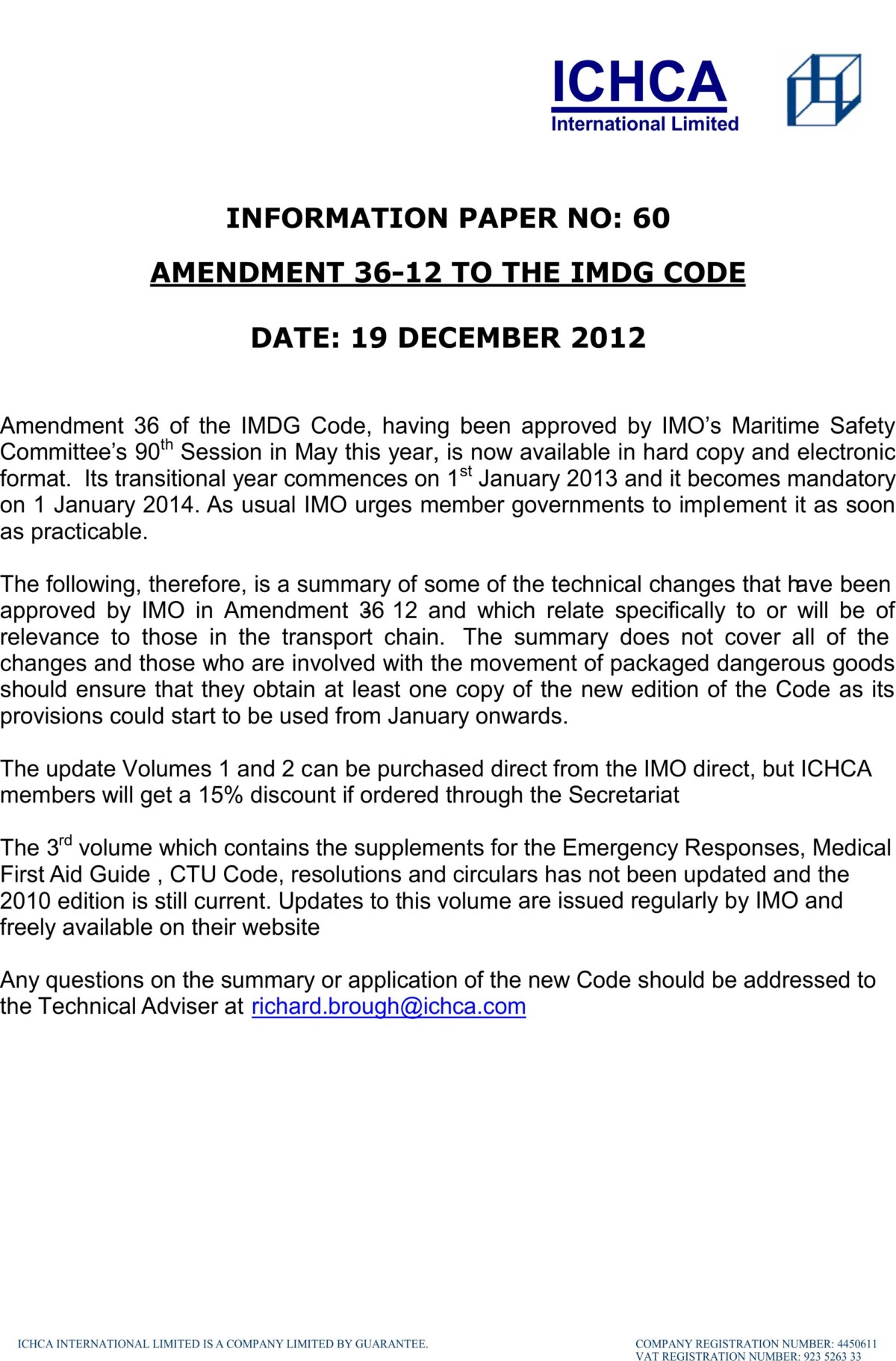 Information Paper 60 - ICHCA International