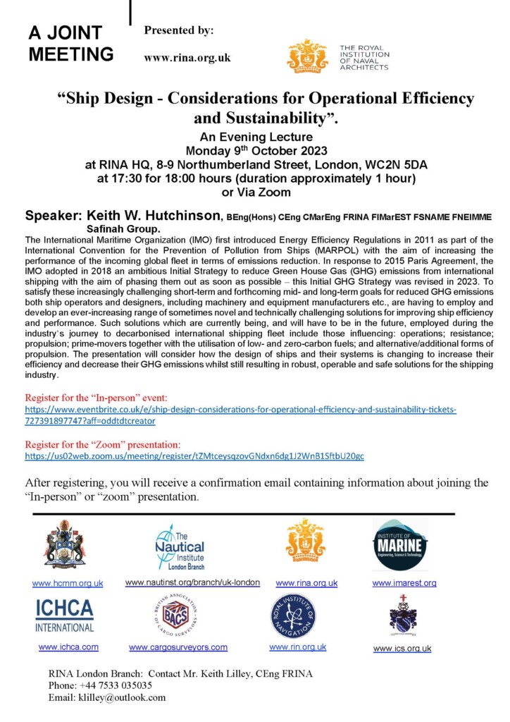 A Joint Meeting: “Ship Design - Considerations for Operational ...